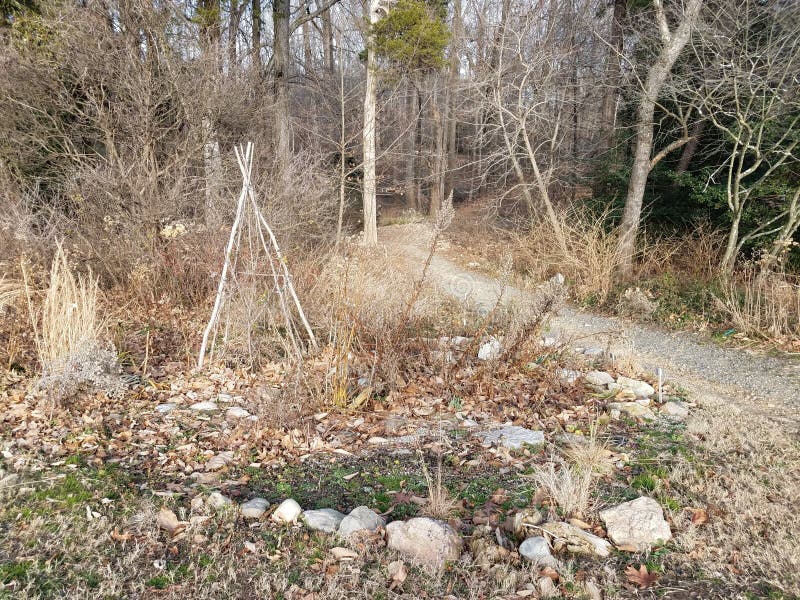Trail or Path with Trees and Stick Structure Stock Image - Image of ...