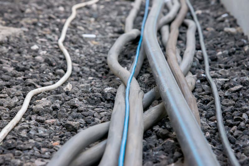 Electrical Power Cables Connected To a Temporary Outdoors Distribution ...