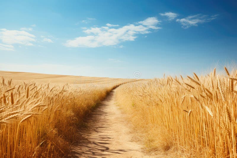 Trail in Wheat Field stock illustration. Illustration of rural - 337441573