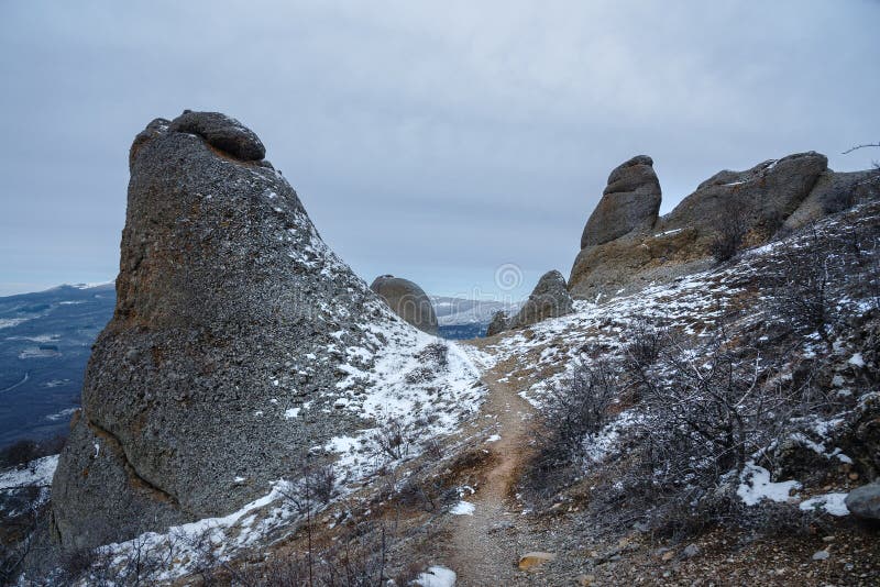 Trail between Rocks in the Valley of Ghosts on Mount Demerdzhi in ...
