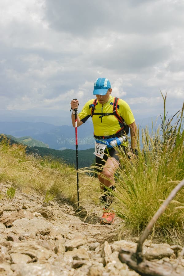 Trail Runner at a Mountain Marathon Editorial Stock Photo - Image of ...