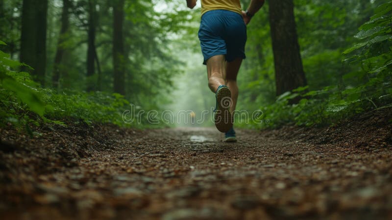 The Trail Running Adventure Features a Runner S Foot on a Rocky Trail ...