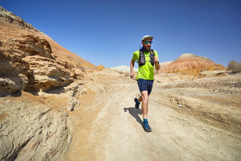 Trail Running in the Desert Stock Image - Image of endurance, path ...