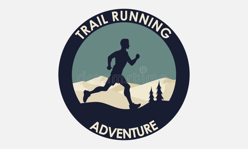 Trail Running Logo Badge Design Stock Vector - Illustration of people ...