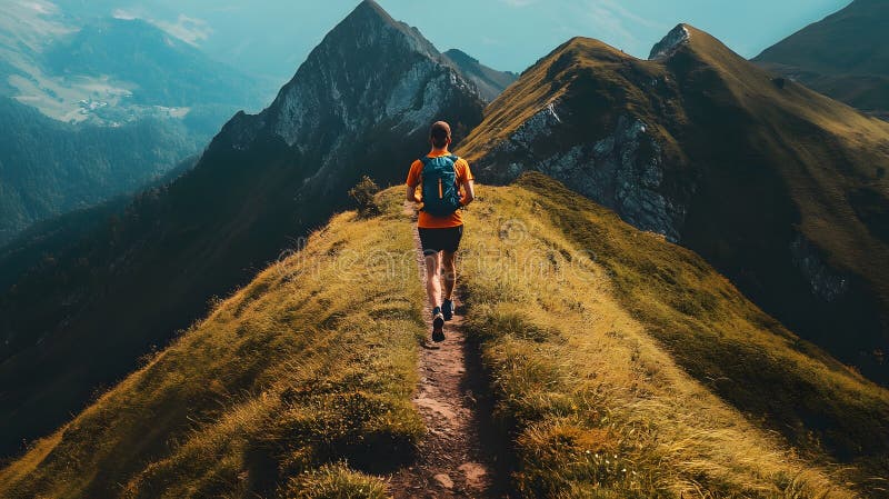 Trail Running in the Mountain Stock Image - Image of summer ...
