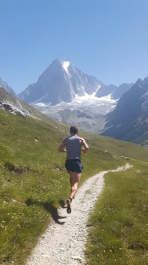 Trail Running in the Mountain Stock Image - Image of athlete, trail ...