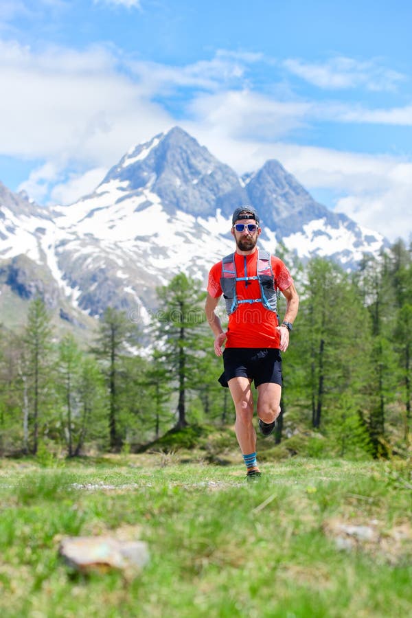 Trail Running Runner in the Mountains Stock Image - Image of pizzo ...