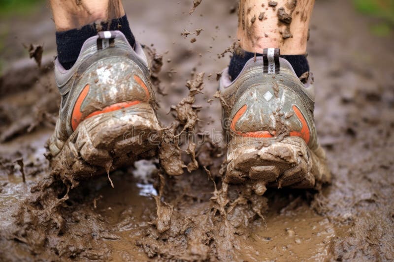 Trail Running Shoes Muddy from a Hard Run Stock Image - Image of hard ...