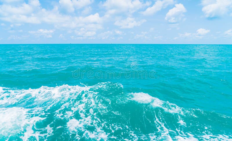 Trail on Sea Water Surface Behind Boat. Stock Image - Image of scenic ...