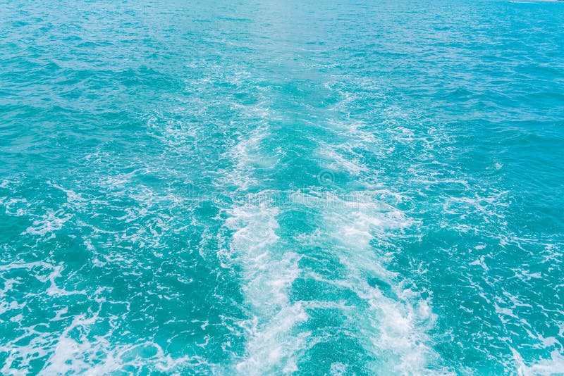 Trail on Sea Water Surface Behind Boat. Stock Photo - Image of nautical ...