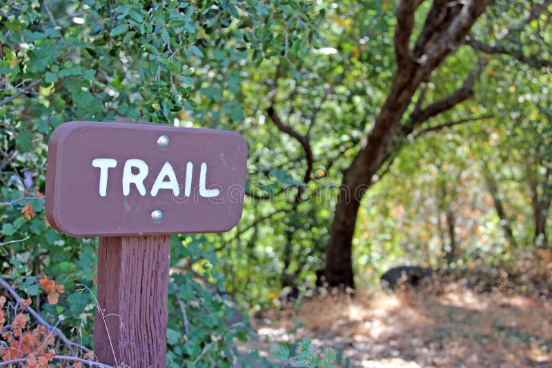 Trail Sign and Arrow at Woods Trailhead Stock Image - Image of start ...