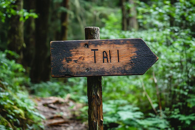 Trail Sign in a Forest stock illustration. Illustration of bright ...