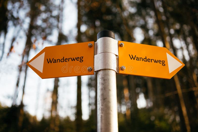 Trail Sign in Germany, Wanderweg. Walks in Nature Stock Image - Image ...
