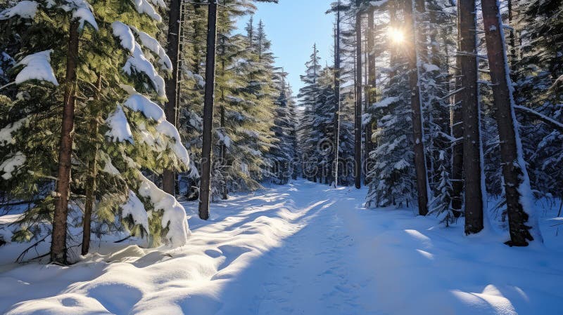 Trail snow resort stock image. Image of pine, escape - 375769831