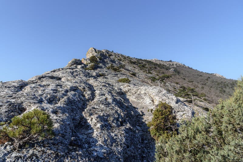 Trail To the Top of the Falcon Sokol Mountain. Crimea Stock Image ...