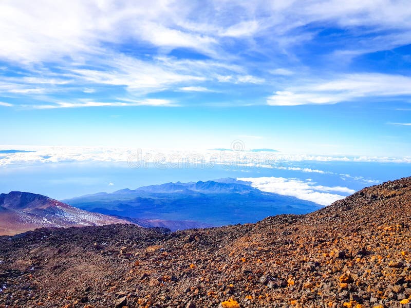 Trail at the Top of the Teide with View of the Caldera and the Island ...
