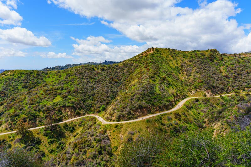 Trail View Along Runyon Canyon Park Hills Stock Image - Image of trail ...