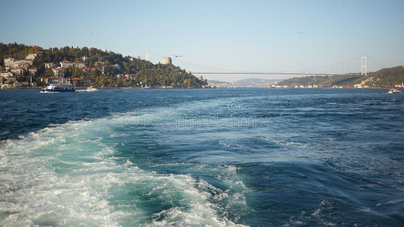 Trail on Water Surface Behind of Fast Moving Motor Boat Stock Photo ...