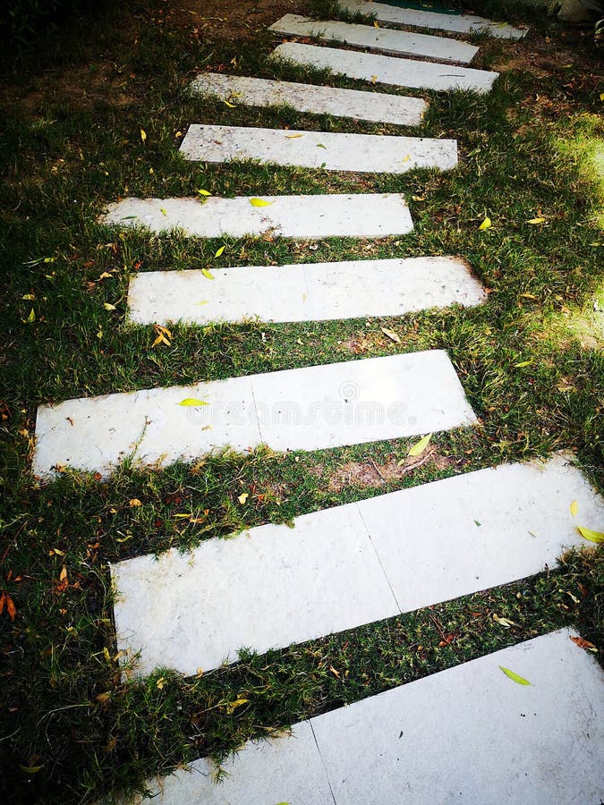 A Trail of White Stone in the Park Stock Photo - Image of modern ...