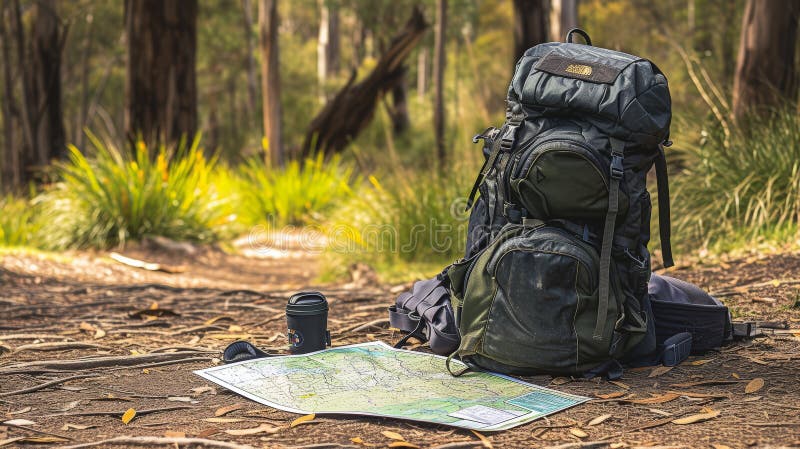 Trailblazer S Prelude: Backpack and Map at Dandenong Ranges Stock Image ...