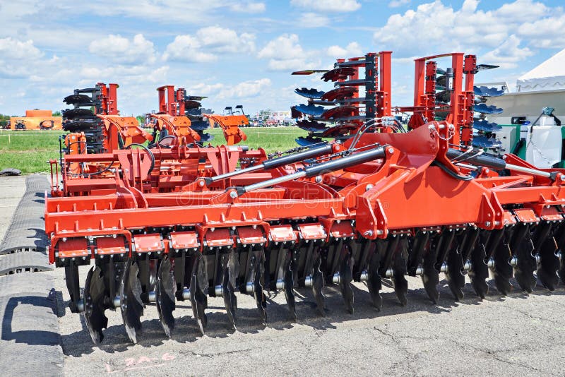 Trailed in-line Disc Harrow at Agricultural Exhibition Stock Photo ...