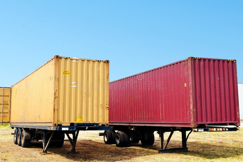 Trailer with container stock photo. Image of mover, store - 19810838