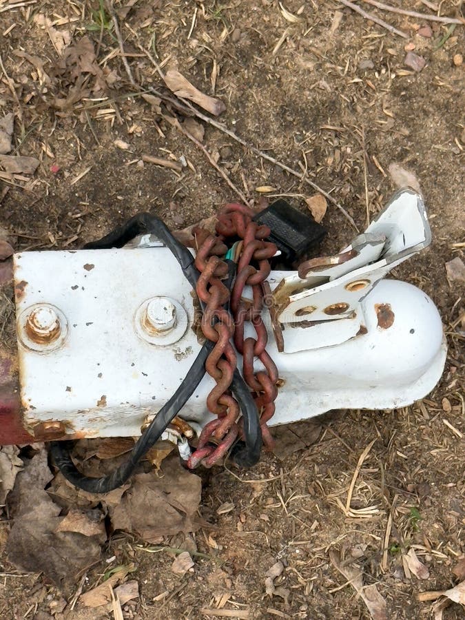 A 1 7-8" Trailer Coupler with Rusty Safety Chains Stock Photo - Image ...