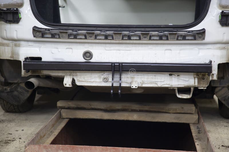 Trailer Coupling.Installing a Towbar on a Passenger Car Stock Image ...