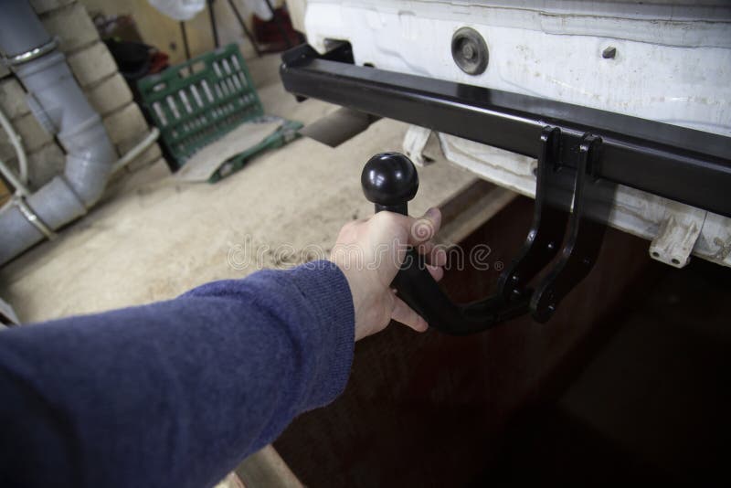 Trailer Coupling.Installing a Towbar on a Passenger Car Stock Image ...