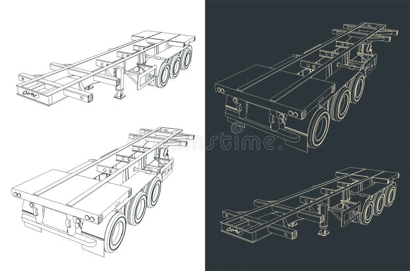 Trailer drawings stock vector. Illustration of cargo - 264083341