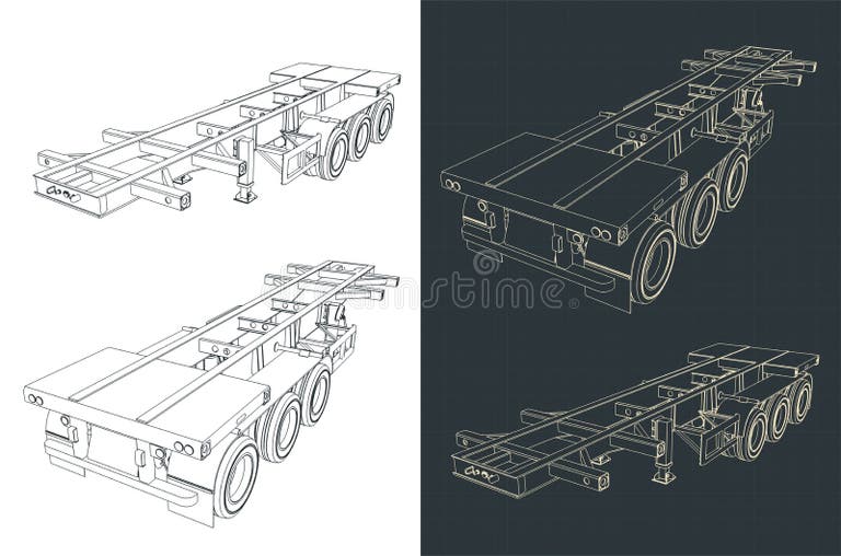 Trailer drawings stock vector. Illustration of cargo - 264083341