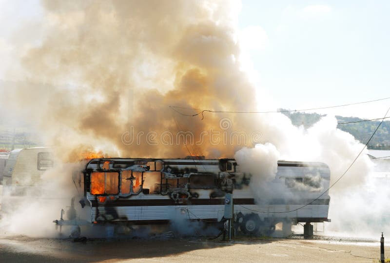 Trailer Fire stock photo. Image of trailer, burned, emergency - 28982424