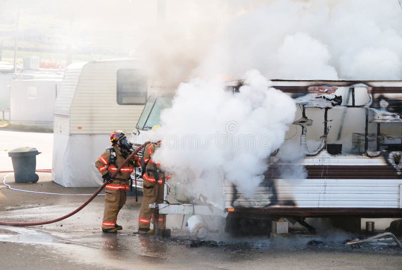 Trailer Fire stock image. Image of camp, extinguish, mobile - 28982423