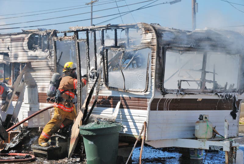 Trailer Fire stock image. Image of camp, extinguish, mobile - 28982423