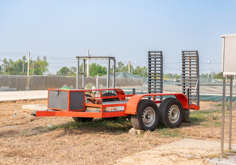 Trailer Flatbed Platform for Transporting Machinery Stock Photo - Image ...