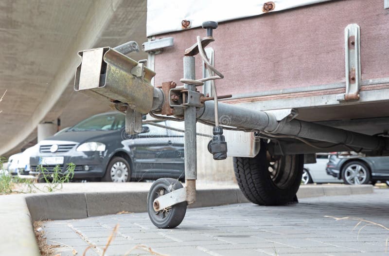 Trailer hitch on a trailer stock photo. Image of iron - 254906430