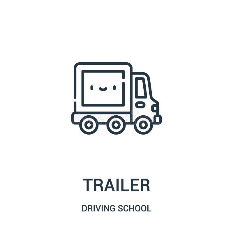 Trailer Icon Vector from Driving School Collection. Thin Line Trailer ...