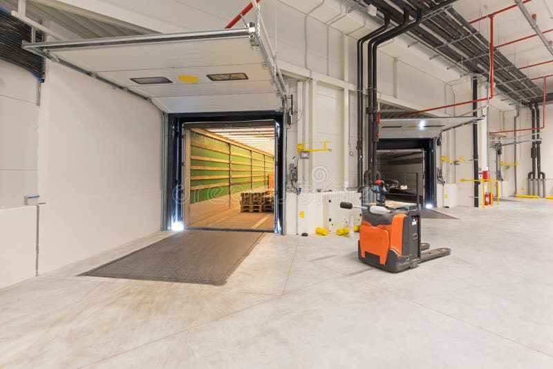 Trailer at Loading Bay stock photo. Image of pallet - 196975552