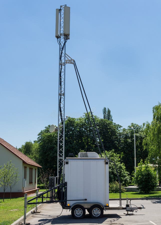 Trailer with Mobile Base Station of Cellular Communication. Stock Photo ...