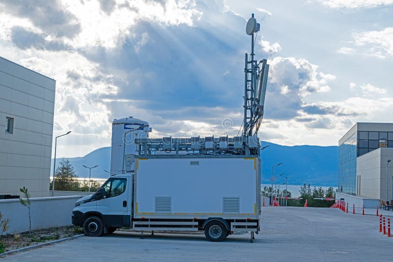 Trailer with Mobile Base Station of Cellular Communication Installed in ...