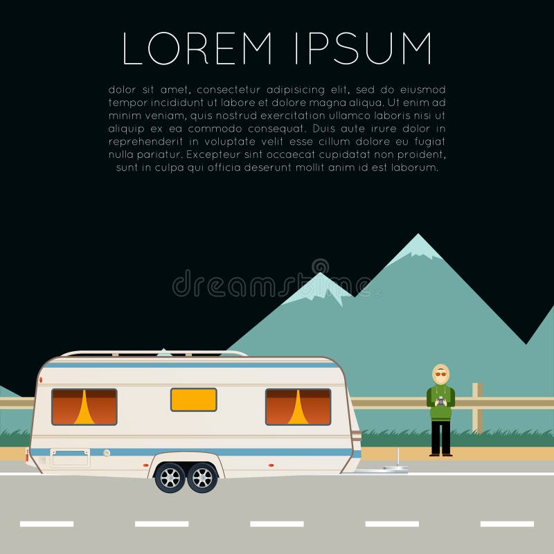 Trailer trip banner stock vector. Illustration of holiday - 63830767