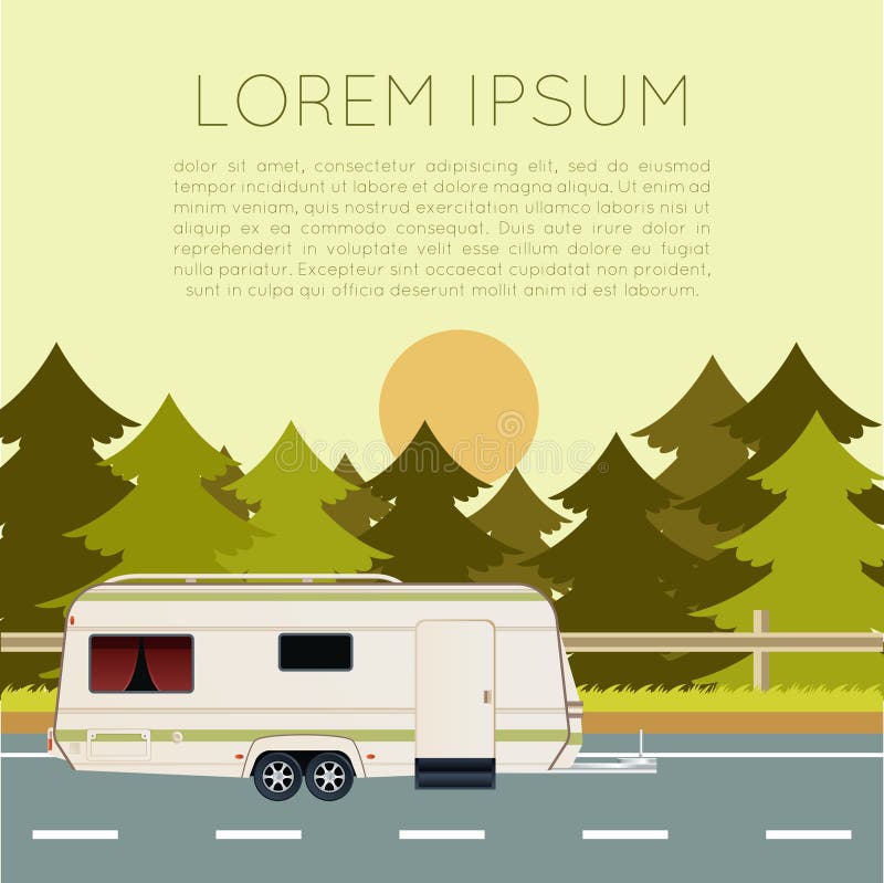Trailer trip banner stock vector. Illustration of cartoon - 63830781