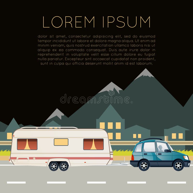 Trailer trip banner stock vector. Illustration of recreation - 63830824