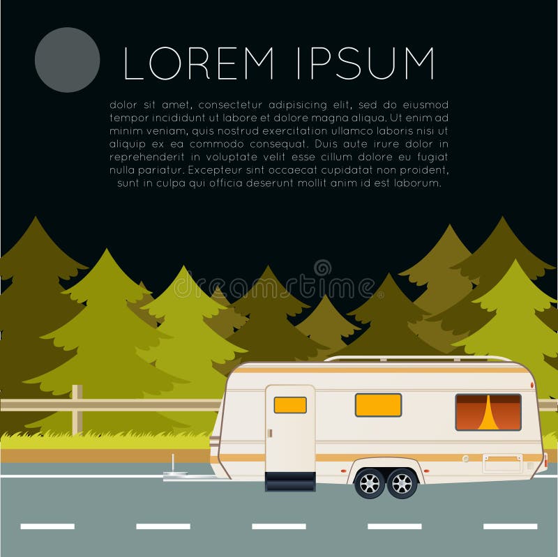Trailer trip banner stock vector. Illustration of leisure - 64275401