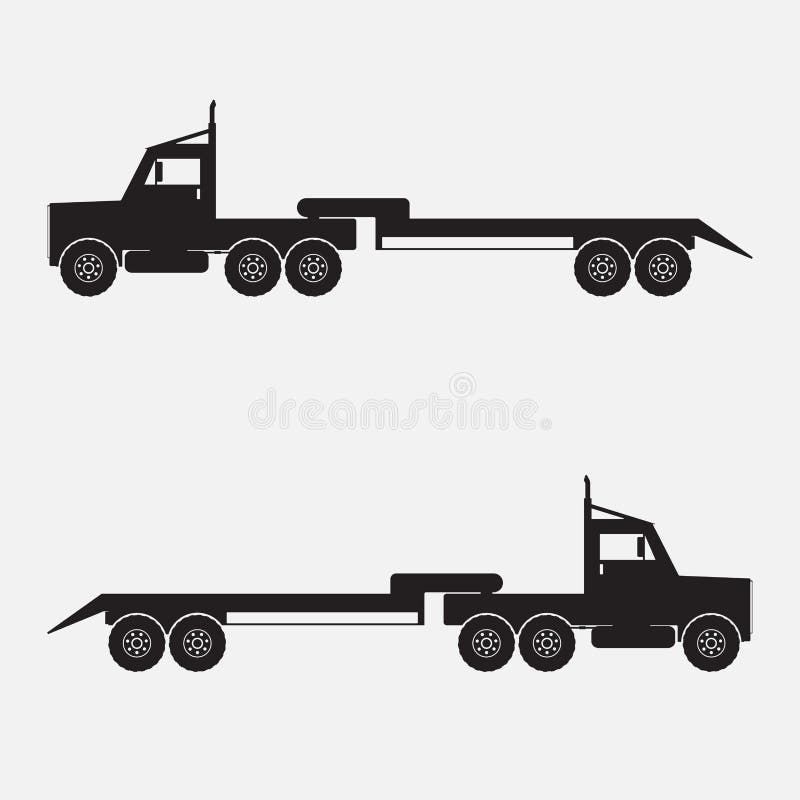 Trailer truck black color. stock vector. Illustration of container ...