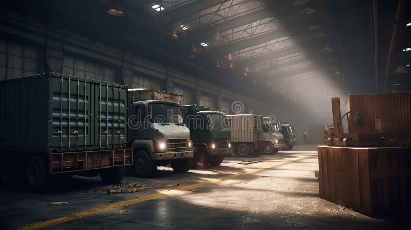 Trailer Truck Parked Loading at Dock Warehouse. Generative AI Stock ...