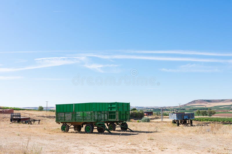 Trailers for Agriculture in Blue Sky Field Work Editorial Photo - Image ...