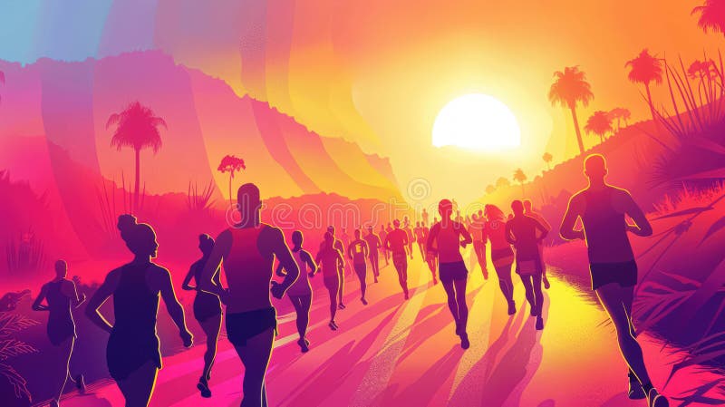 Trailing and Marathon Event Illustration Concept Stock Illustration ...