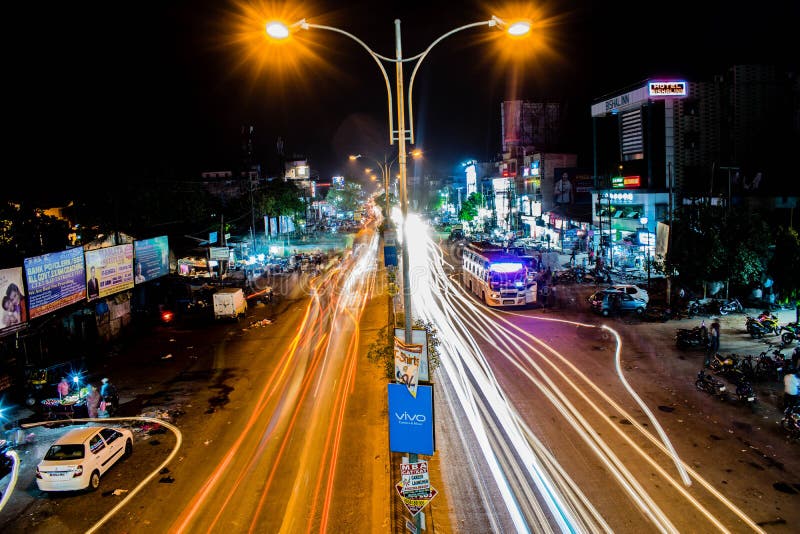 Light trails editorial image. Image of badambadi, trails - 93383540