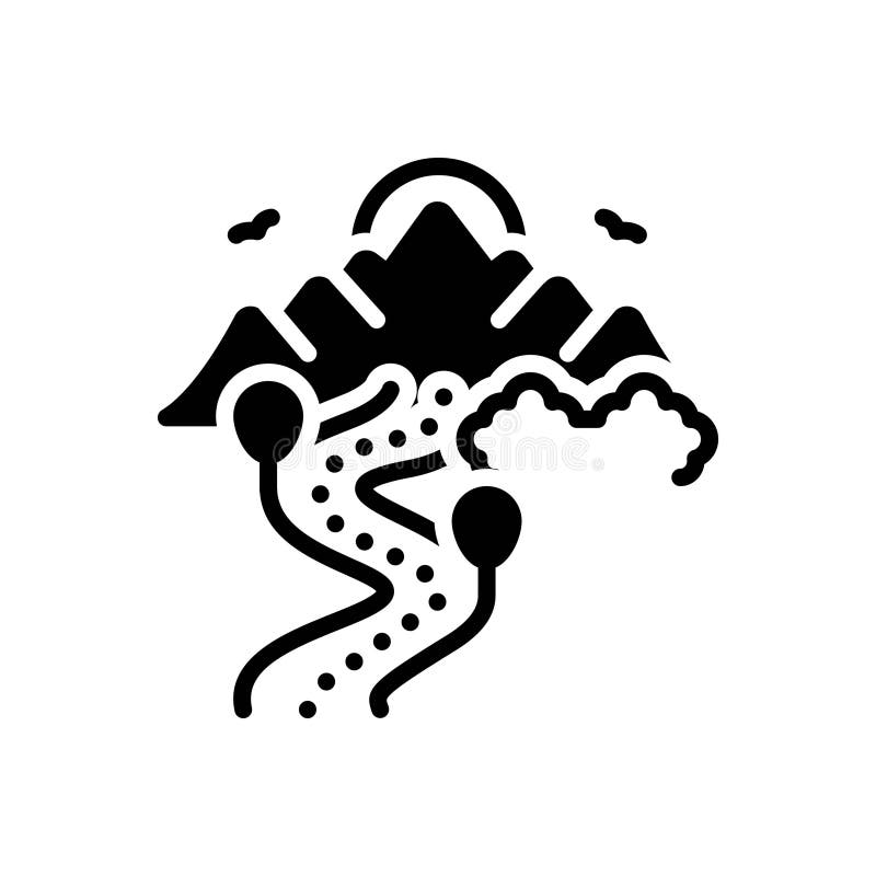 Black Solid Icon for Trails, Footpath and Downhill Stock Vector ...